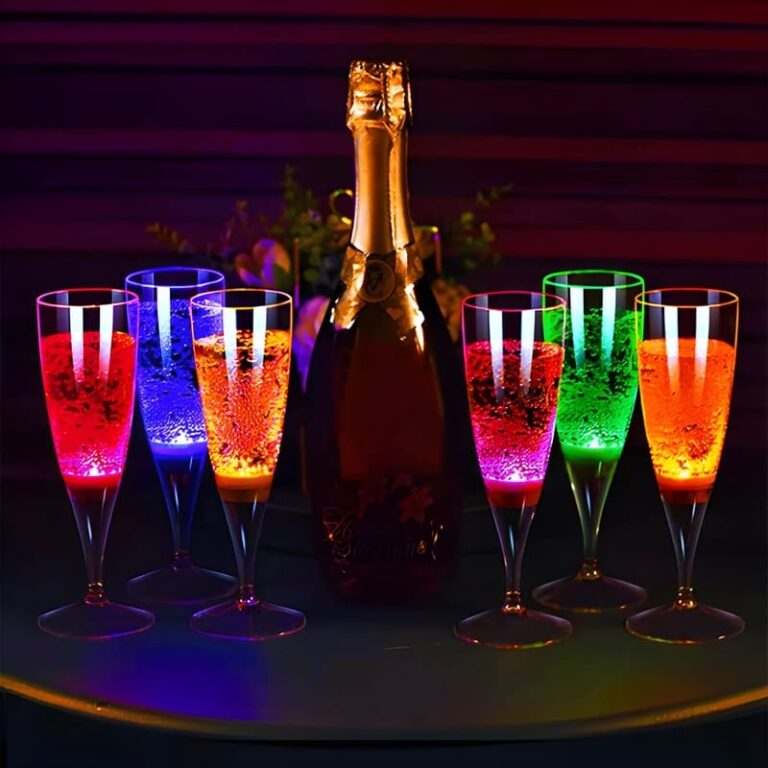 6 Pack LED Champagne Flutes – Light Up Champagne Glasses