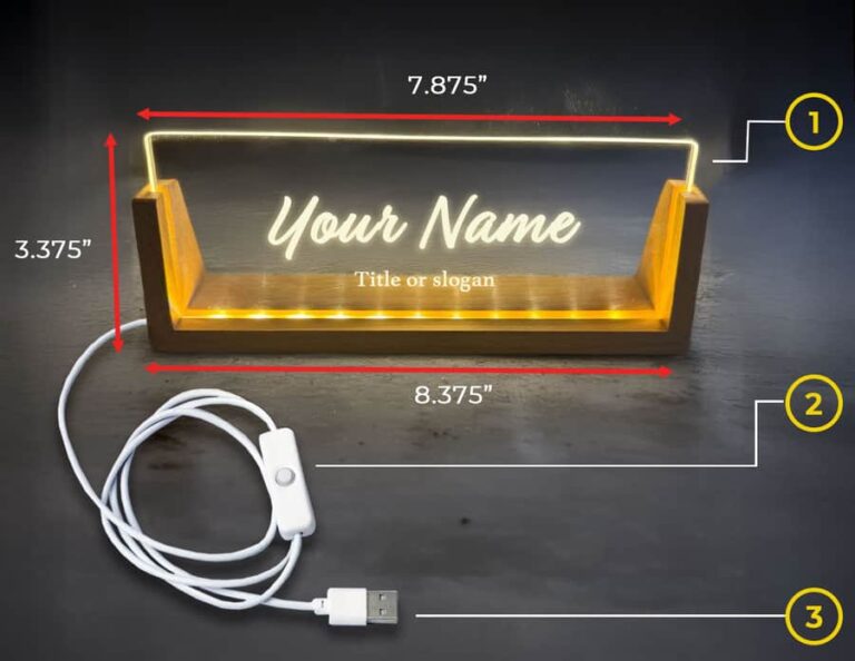 Custom Acrylic LED Name Plate Desk Sign - Flashion Statement